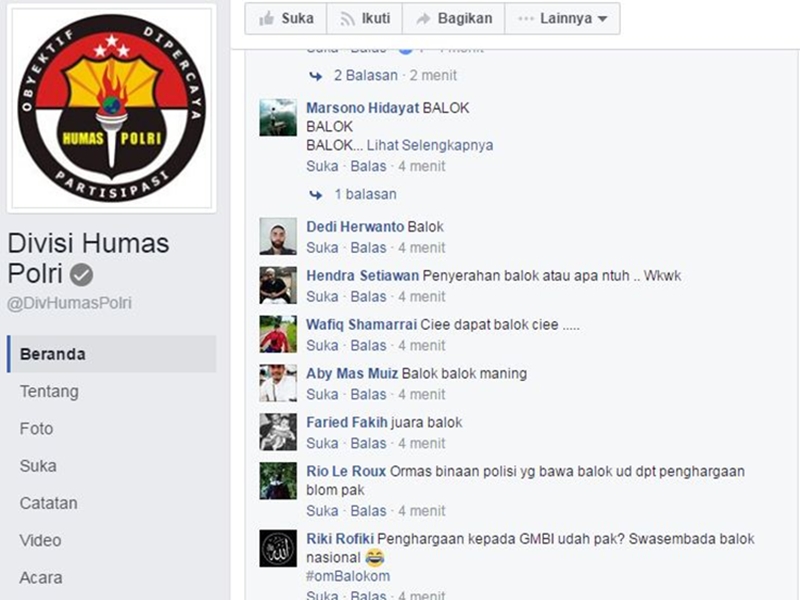 Akun Divisi Humas Polri Diserang 'BALOK' - Rancah Post Akun Divisi Humas Polri Diserang 'BALOK' - Rancah Post