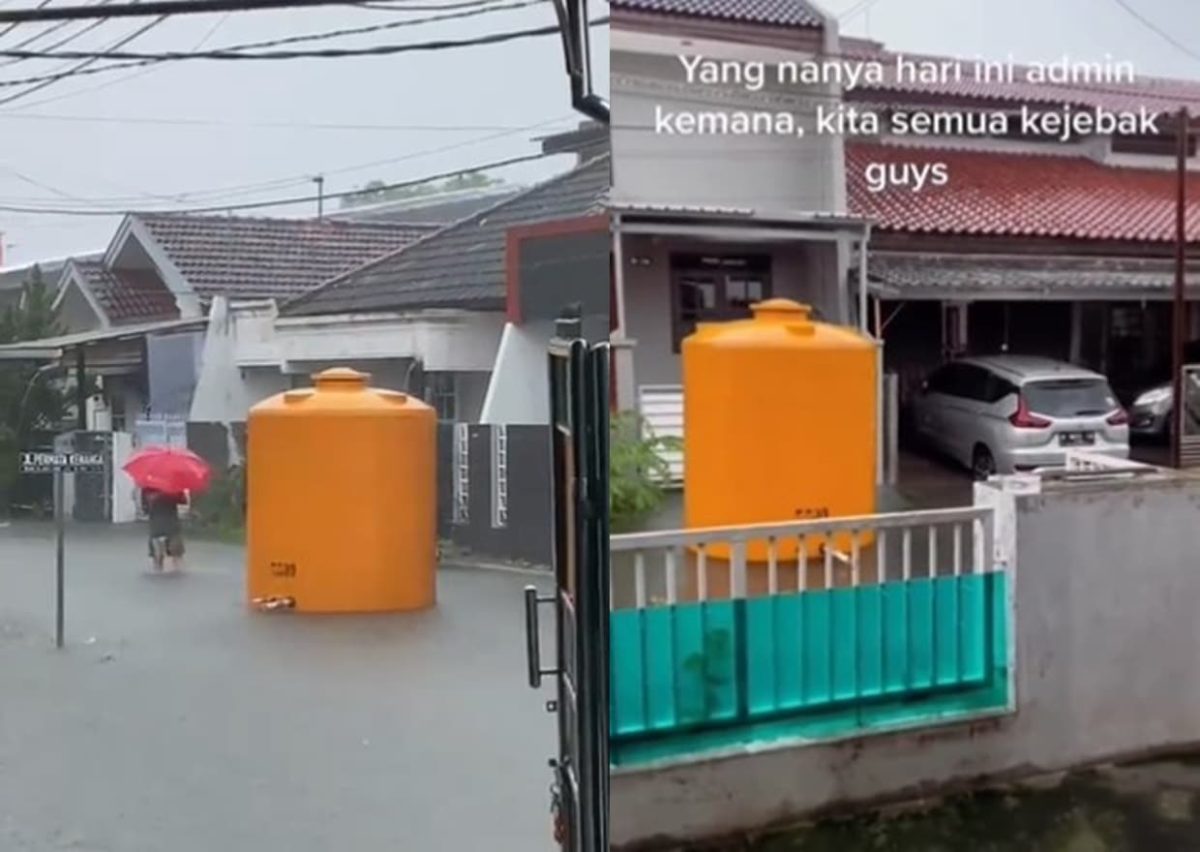 VIRAL Toren Besar Hanyut Saat Banjir, Bolak-balik Lewati Rumah Hingga Jadi Tontonan Warga ...